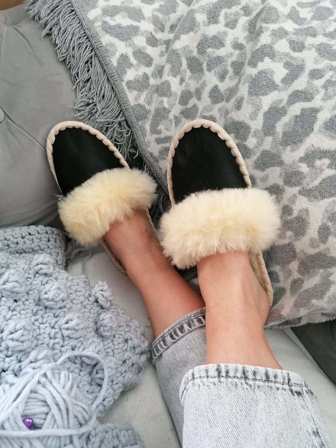Unique Handmade Sheepskin Slippers by HomieeStudio