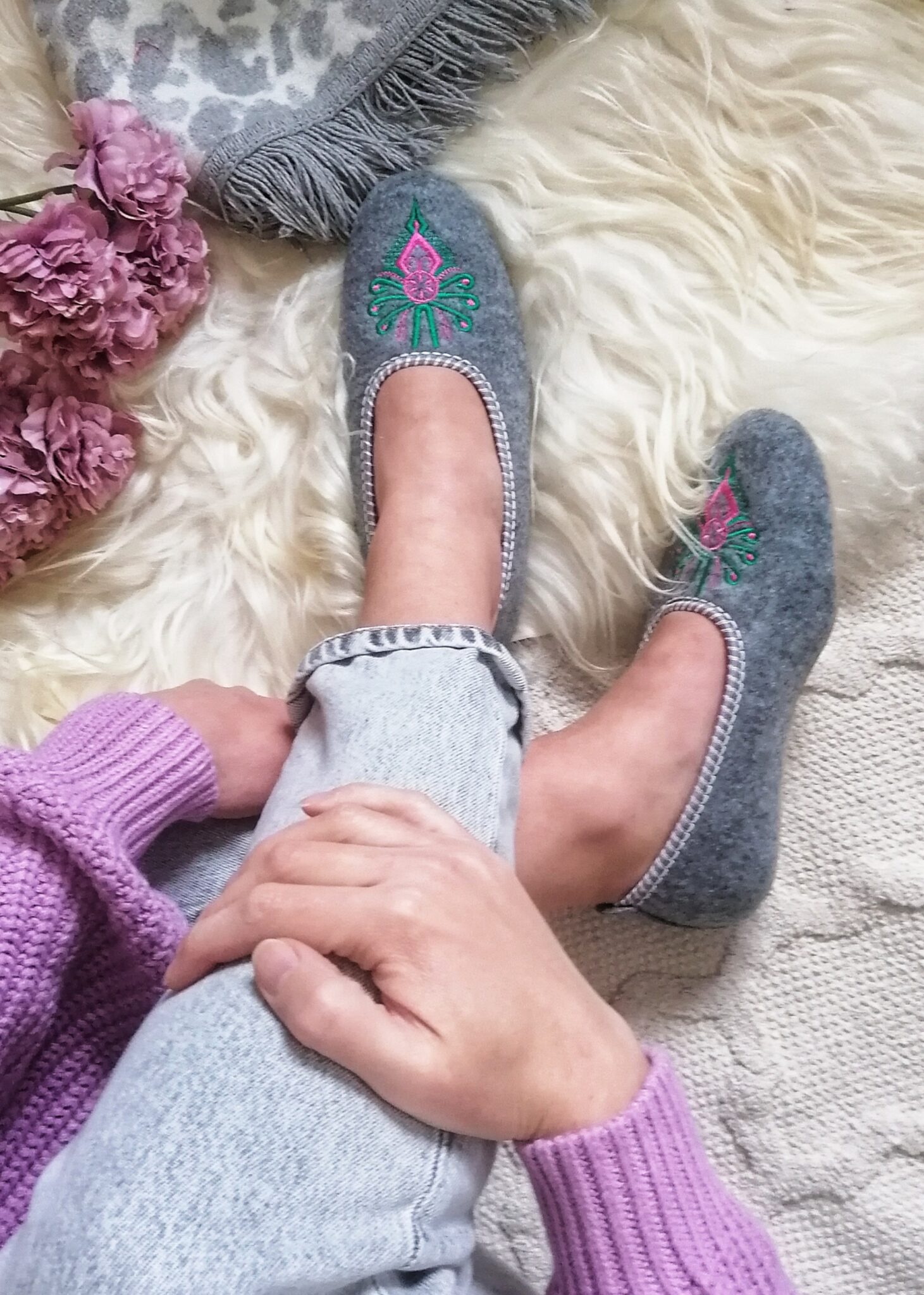 Felt Ballerina Slippers in Graphite - HomieeStudio