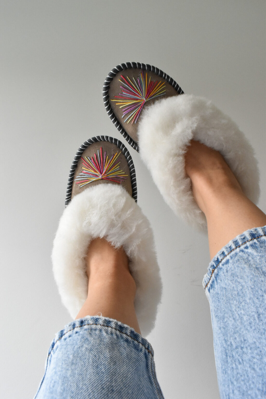 Unique Handmade Sheepskin Slippers by HomieeStudio