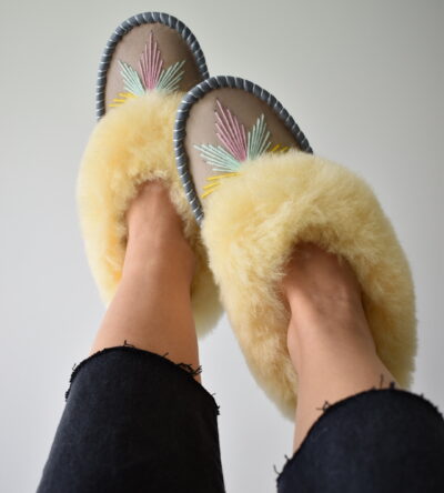 Unique Handmade Sheepskin Slippers by HomieeStudio