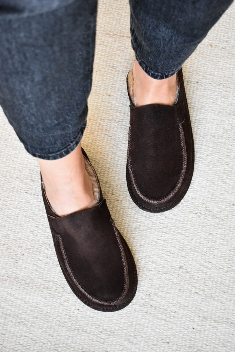Sheepskin Mule Slippers – Chocolate Brown – Ana - HomieeStudio